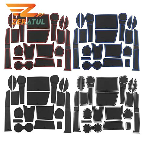 Zeratul 자동차 안티 슬립 20pcs 도어 그루브 매트 컵 쿠션 매트 자동차 스타일링 도요타 Fortuner Sw4