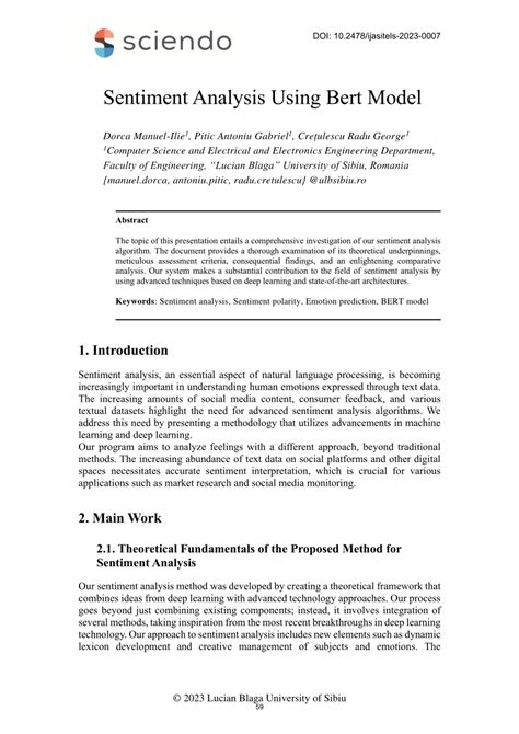 Pdf Sentiment Analysis Using Bert Model