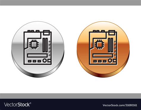 Black Line Electronic Computer Components Vector Image