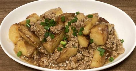 自炊の記録ジャガイモのひき肉餡｜ポン太