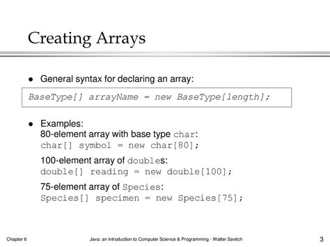 Arrays Chapter 6 Array Basics Arrays In Classes And Methods Ppt Download