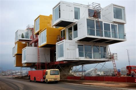 Premium Photo Industrialized Construction Of Modular Homes Ai