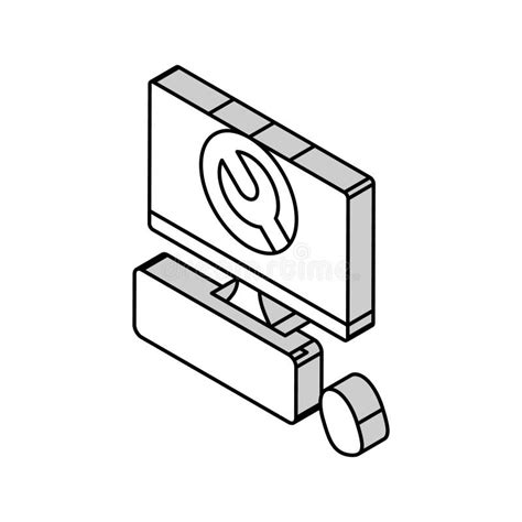 Troubleshooting Pc Repair Computer Isometric Icon Vector Illustration Stock Vector