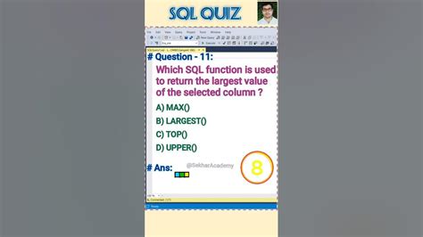 Sql Quiz 11 Sql Mysql Oracle Interview Question Shorts Shots