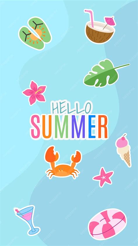 Premium Vector | Hello Summer Vector Design with Seasonal Elements