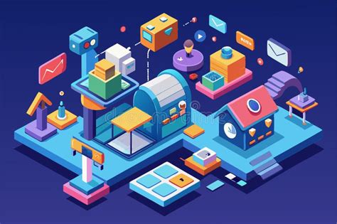 A Vibrant Isometric Illustration Depicting A Customizable Mail Delivery System With Various
