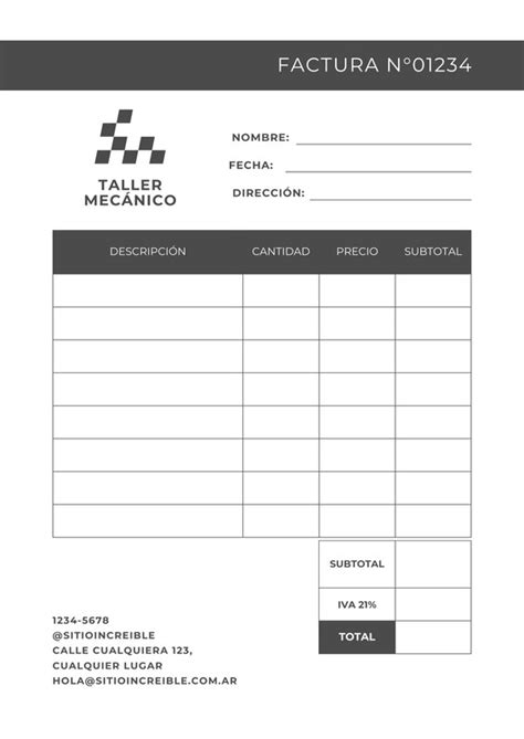 Plantillas De Facturas Gratis Para Imprimir Canva