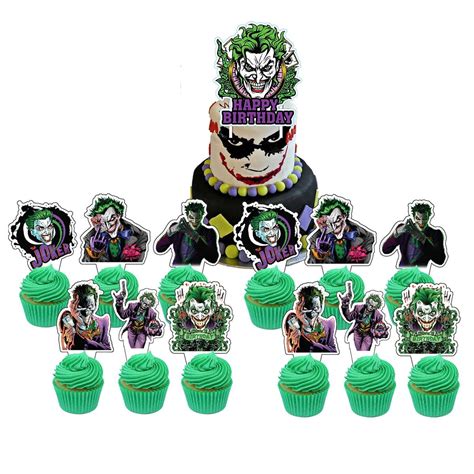Joker Cake Topper Cupcakes Set Birthday Party Supplies Decoration Decor