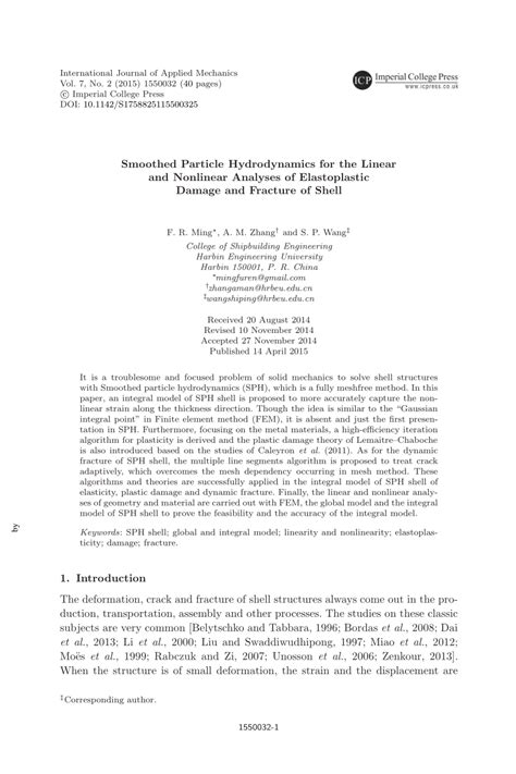 Pdf Smoothed Particle Hydrodynamics For The Linear And Nonlinear