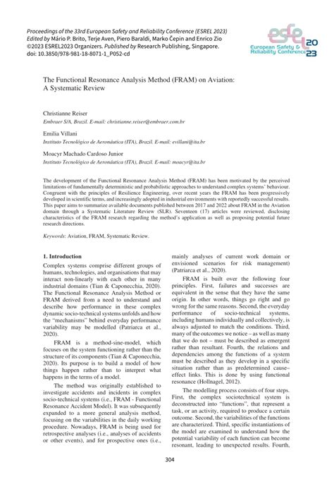 Pdf The Functional Resonance Analysis Method Fram On Aviation A