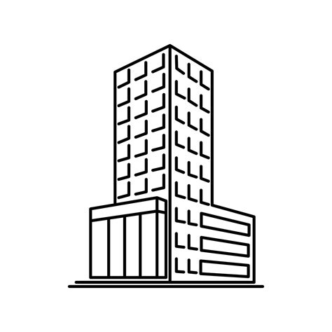 City Building Line Art Vector Icon Design Illustration Template
