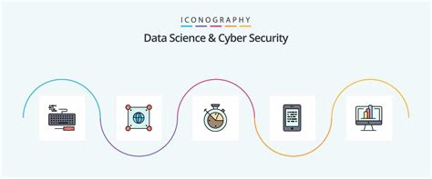Data Science And Cyber Security Line Filled Flat 5 Icon Pack Including Computer Secure Measure