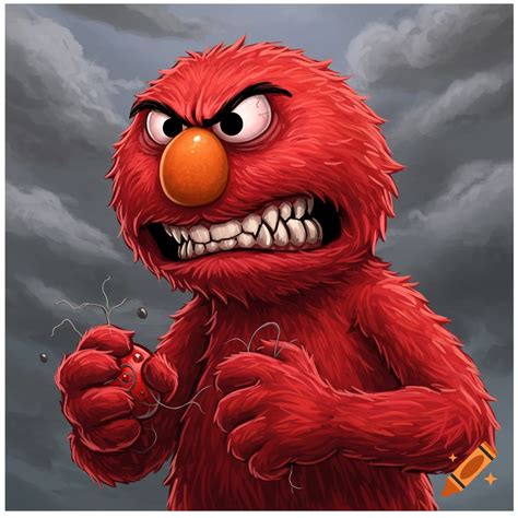 Elmo Screaming Against A Colorful Sunrise Sky Digital Art On Craiyon