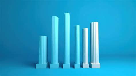 Column Charts D Rendered Illustration Of Blue Background With Growing Bar Chart Columns