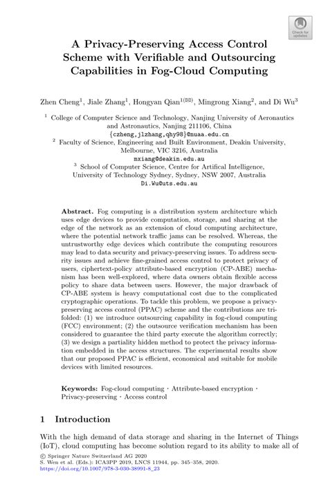 Pdf A Privacy Preserving Access Control Scheme With Verifiable And Outsourcing Capabilities In