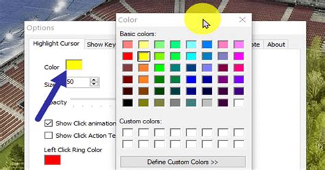 how to create a yellow circle around the mouse cursor on windows