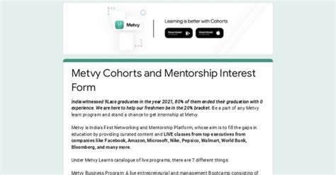 Himanshi Jain On Linkedin Metvy Cohorts And Mentorship Interest Form