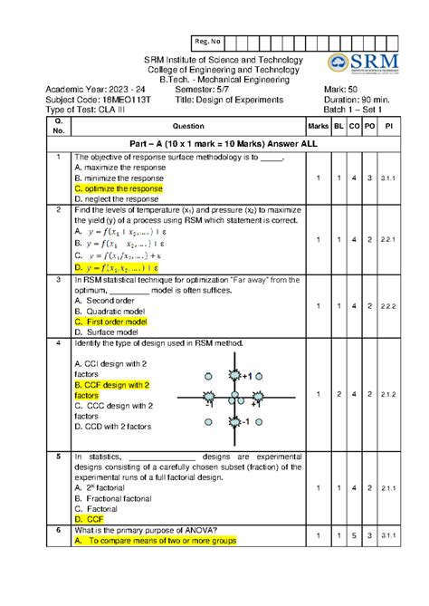 Ct3 Batch 1 Set 1 Srm Institute Of Science And Technology College Of Engineering And