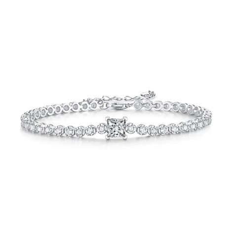 S925 Sterling Silver Simulated Diamond 1ct Moissanite Tennis Bracelets