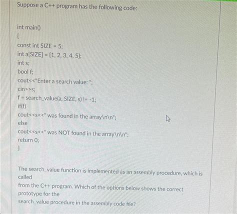 Solved Suppose A C Program Has The Following Code Int