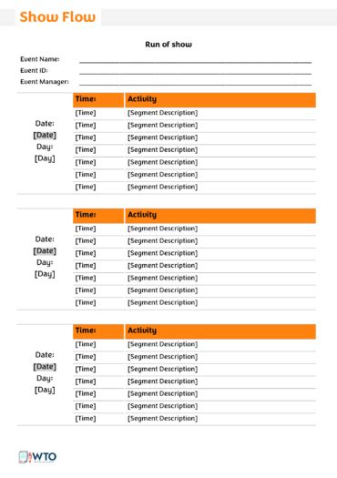 Free Event Show Flow Templates Word Excel