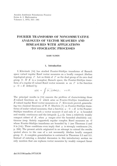 Pdf Fourier Transforms Of Noncommutative Analogues Of Vector Measures