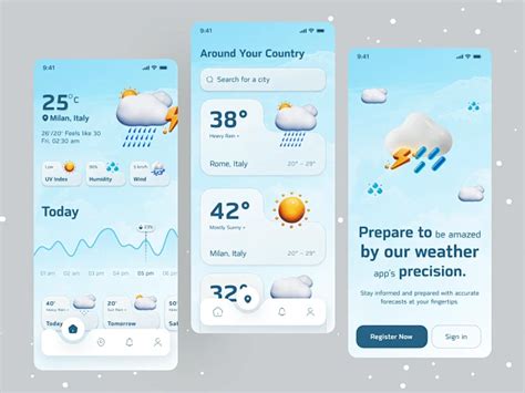 由 Ofspace Uxui 在 Dribbble 上发布的天气预报应用程序 Ui 花瓣网