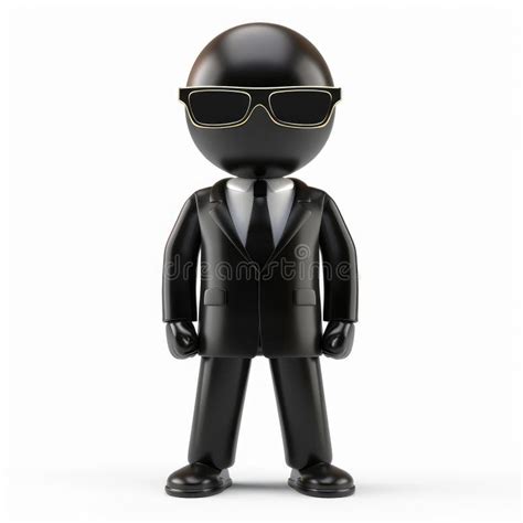 Mysterious Black Businessman In Sunglasses 3d Render Stock