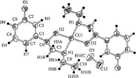 Ortep View Of Mononuclear Complex Cuef 2 Ae 2meoh With Atomic Numbering