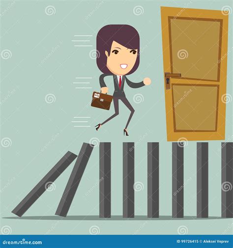 Domino Effect And Problem Solving Stock Vector Illustration Of Motion