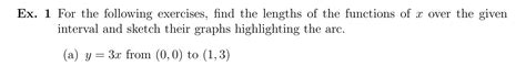 solved ex 1 for the following exercises find the lengths