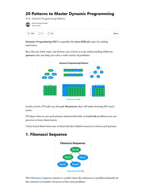 20 Patterns To Master Dynamic Programming Pdf String Computer