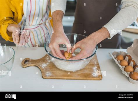 Couple Making Dough Stock Photo Alamy