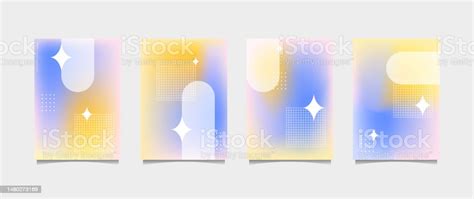 그라데이션 배경 벡터입니다 화려하고 기하학적 인 모양 별 및 유동적 인 색상의 귀엽고 미니멀 한 스타일의 포스터 소셜 미디어 포스터 배너 전단지를위한 현대적인 벽지 디자인