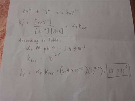[solved] calculate the conditional formation constant k f for the