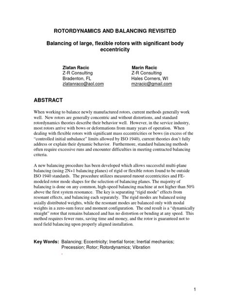 rotordynamics and balancing revisited pdf rotation around a fixed
