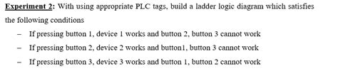 Solved Experiment With Using Appropriate PLC Tags Build Chegg Com