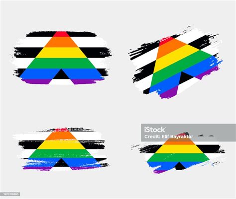 스트레이트 앨리 플래그는 흰색 배경에 브러시로 그렸습니다 Lgbt 권리 개념입니다 현대 자부심 퍼레이드 포스터 벡터 그림 0명에 대한 스톡 벡터 아트 및 기타 이미지