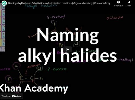 Khan Academy Naming Alkyl Halides Instructional Video For 9th 10th