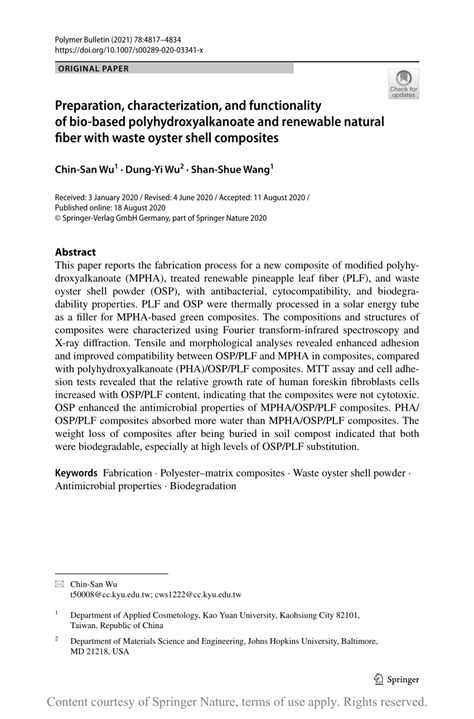 Preparation Characterization And Functionality Of Bio Based Polyhydroxyalkanoate And Renewable