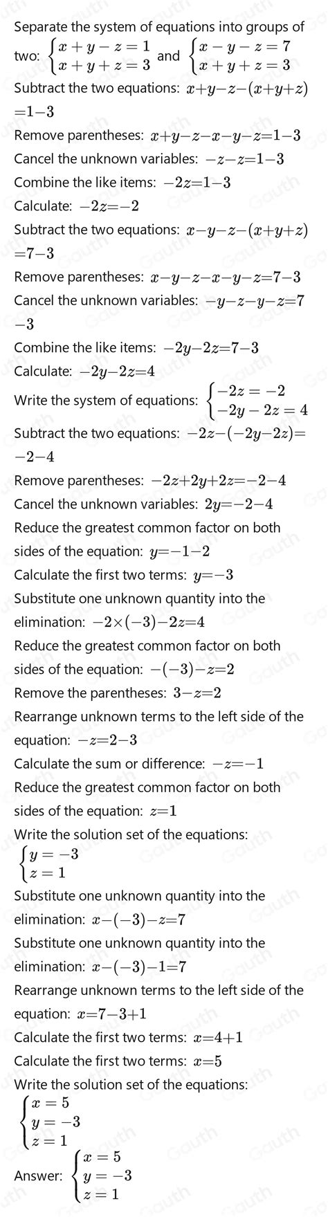 Solved X Y Z 1 X Y Z 7 X Y Z 3 Fnd X Y Und Z [algebra]