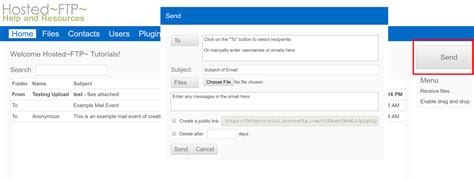 Send Function 1 Hosted FTP Help