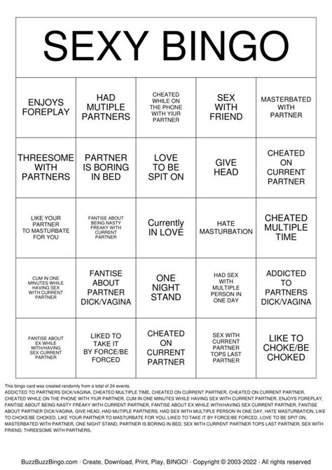 Sexy Bingo Bingo Cards To Download Print And Customize
