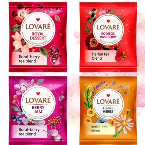 T Pack Assorted Flower Tea 4 Flavors Lovare 32 Sachets For Sale