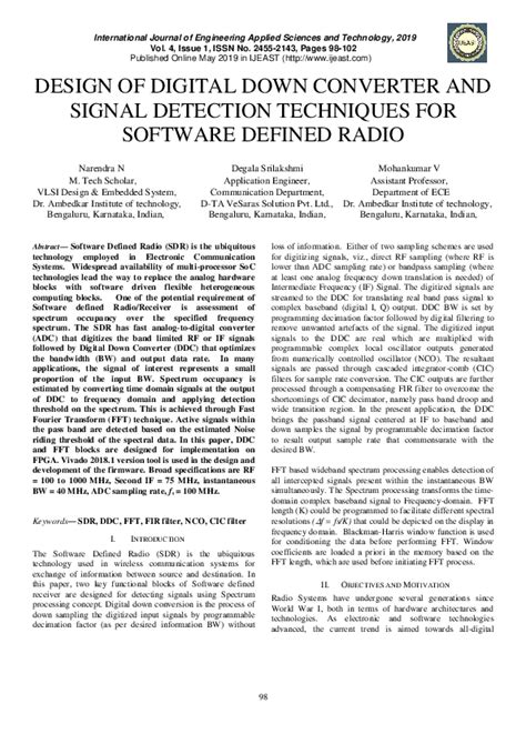 pdf design of digital down converter and signal detection techniques