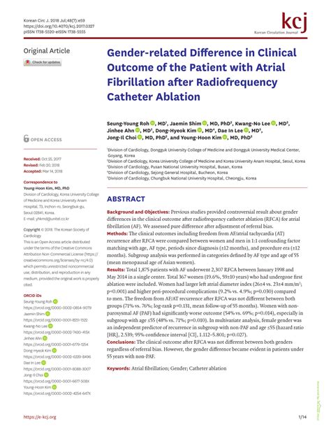 Pdf Gender Related Difference In Clinical Outcome Of The Patient With Atrial Fibrillation