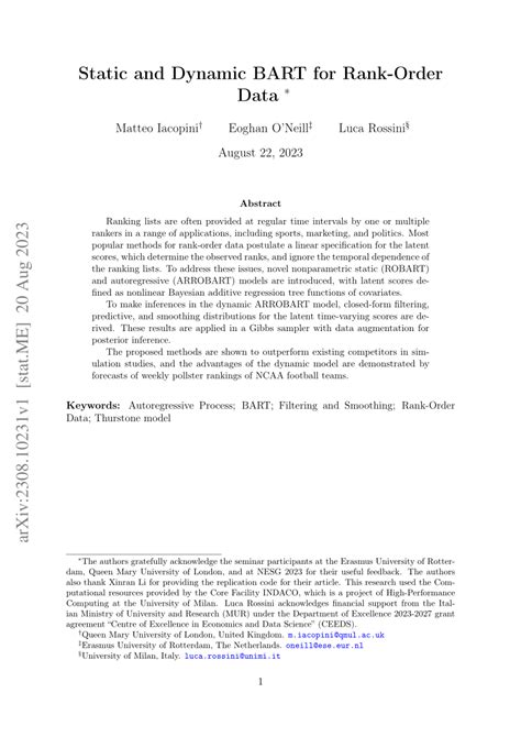 Pdf Static And Dynamic Bart For Rank Order Data