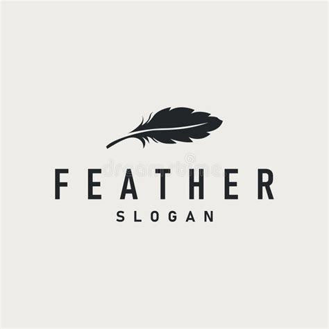 Feather Logo Design Minimalist Vector Template Stock Vector