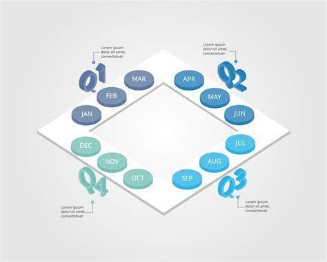 Premium Vector Process Chart Template For Infographic For Presentation For Months In Quarter