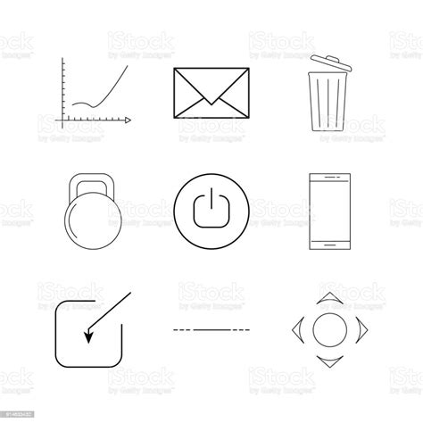 Essential Linear Icon Set Simple Outline Icons Stock Illustration